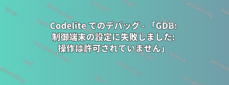 Codelite でのデバッグ 「gdb 制御端末の設定に失敗しました 操作は許可されていません」 Linux Qanda 百科事典